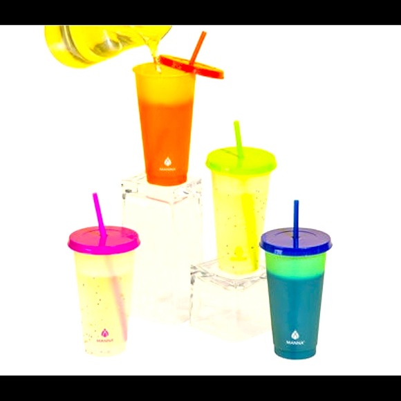Manna | Dining | Manna Color Changing Confetti Plastic Tumblers Set Of ...